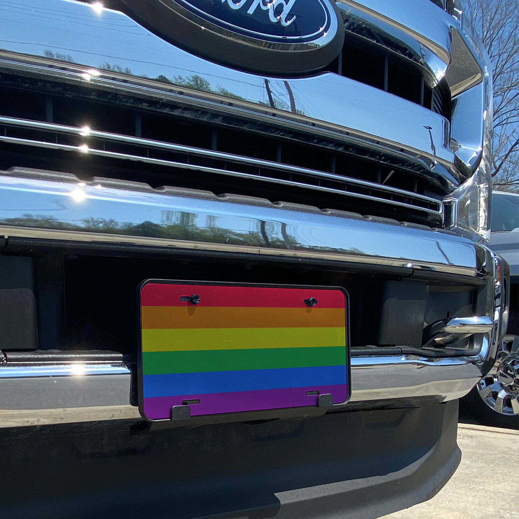 Brushed Aluminum LGBT Flag License Plate and Keychain 4 Black License ...