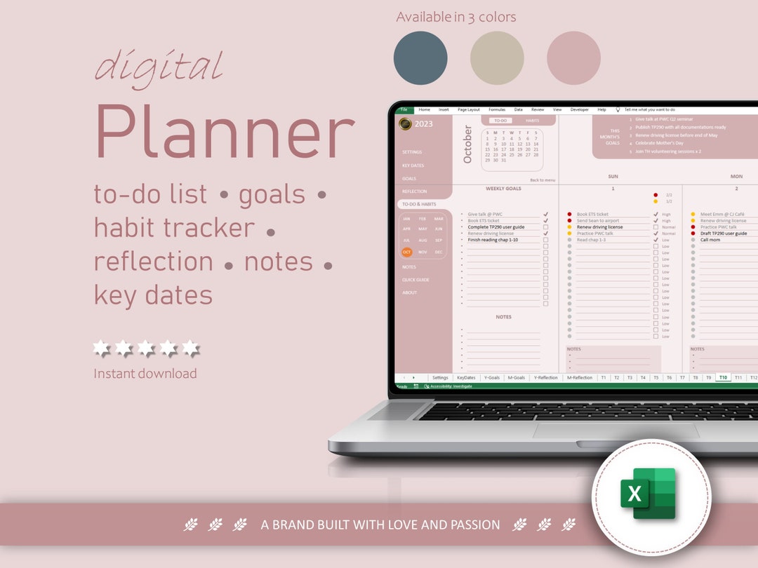 Digital Planner, Excel to Do List, Daily to Do, Task Tracker, Habit ...