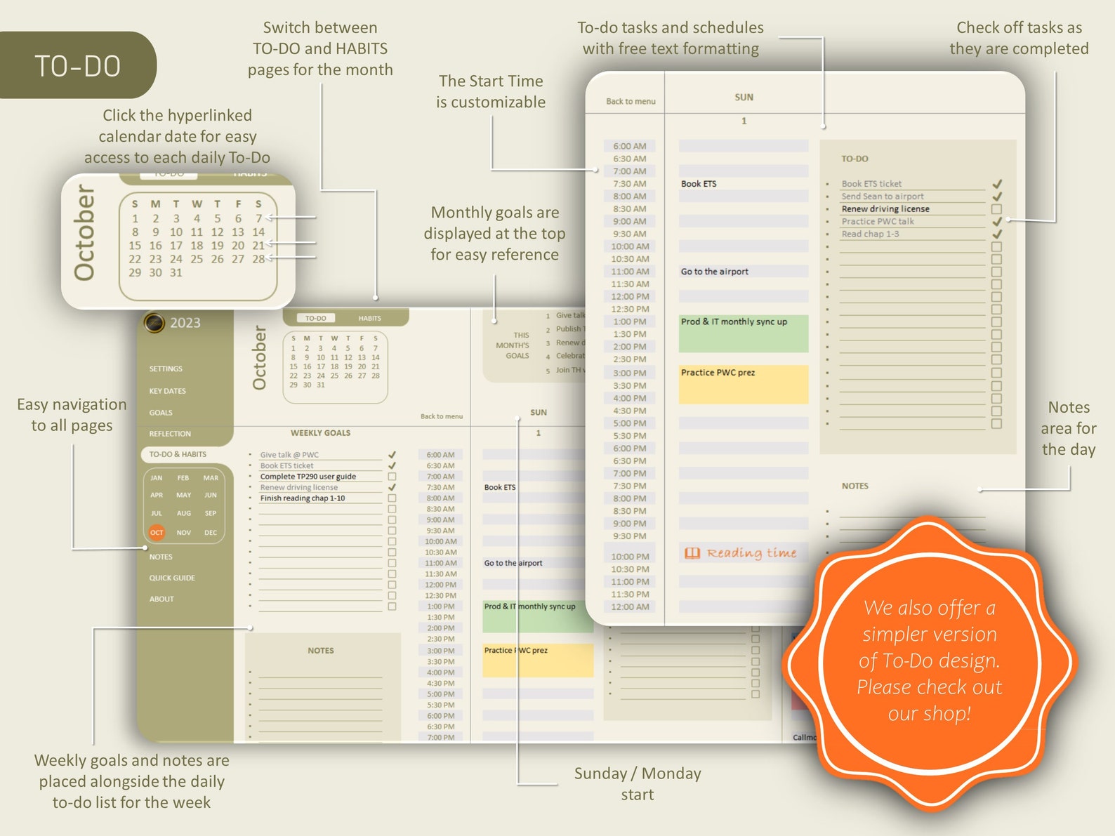 Digital Planner With Time Schedule, Excel to Do List, Daily to Do, Task ...
