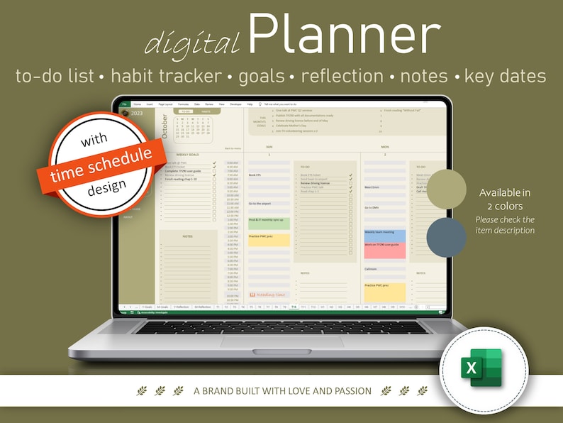 Digital Planner With Time Schedule, Excel to Do List, Daily to Do, Task ...