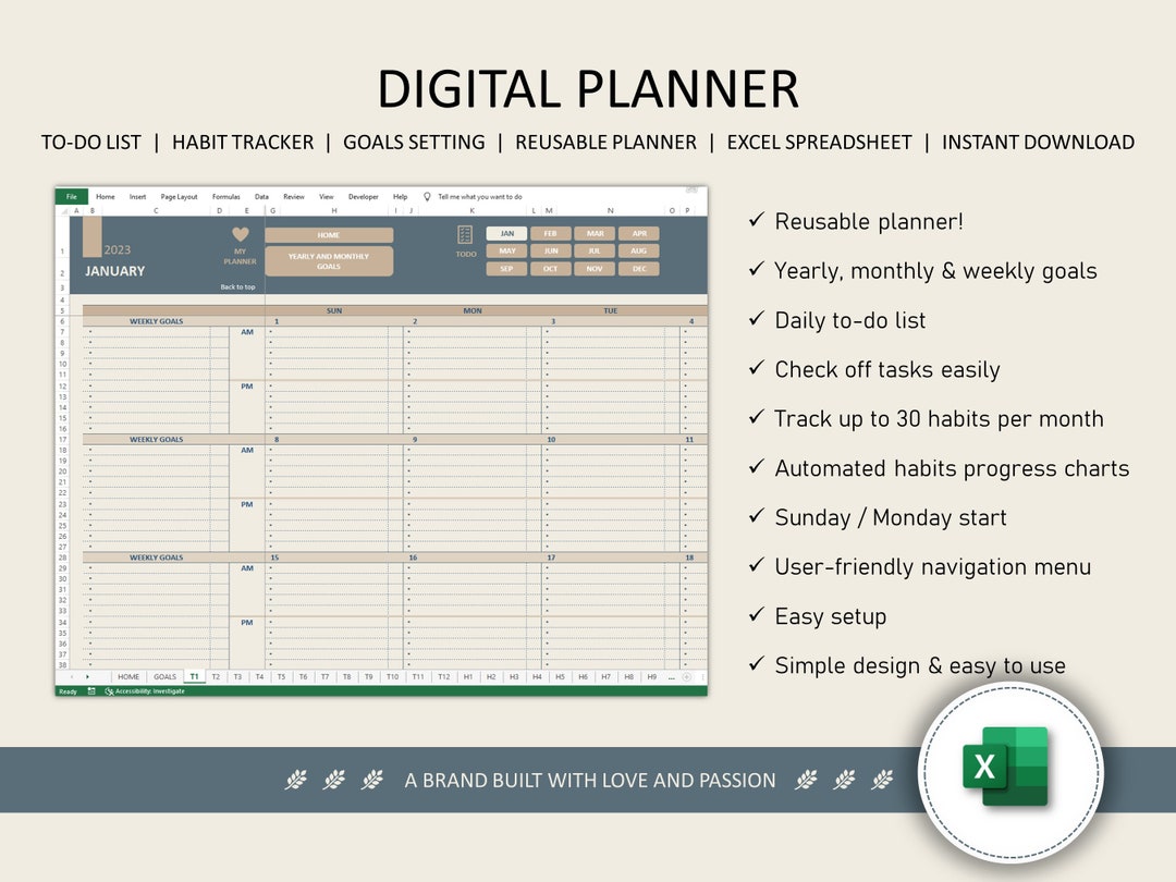 Digital Planner, Daily to Do List, Task List, Task Tracker, Habit ...