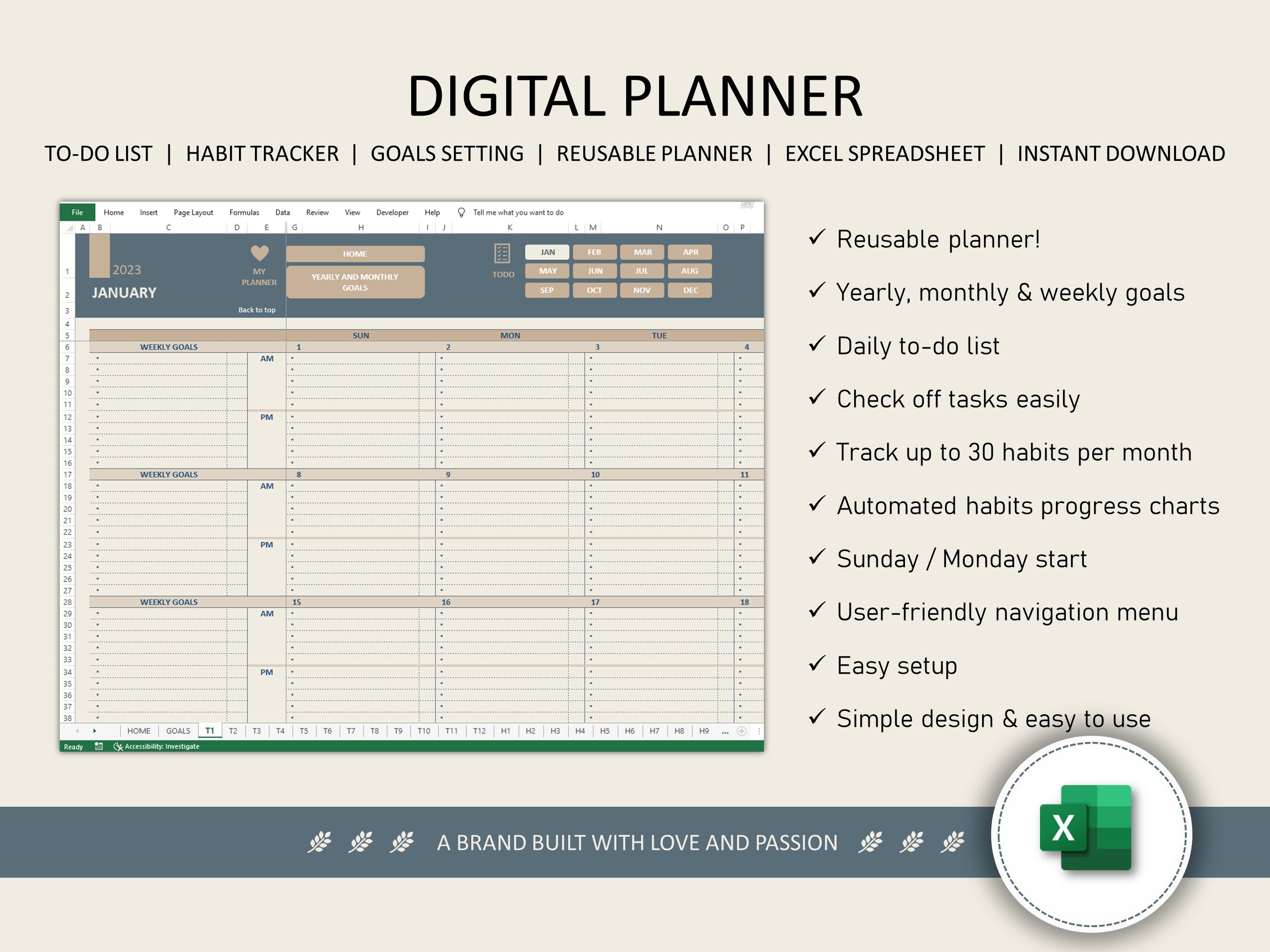 Digital Planner, Daily to Do List, Task List, Task Tracker, Habit ...
