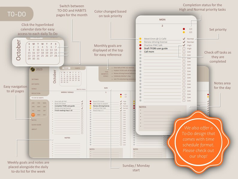 Digital Planner, Excel to Do List, Daily to Do, Task Tracker, Habit ...