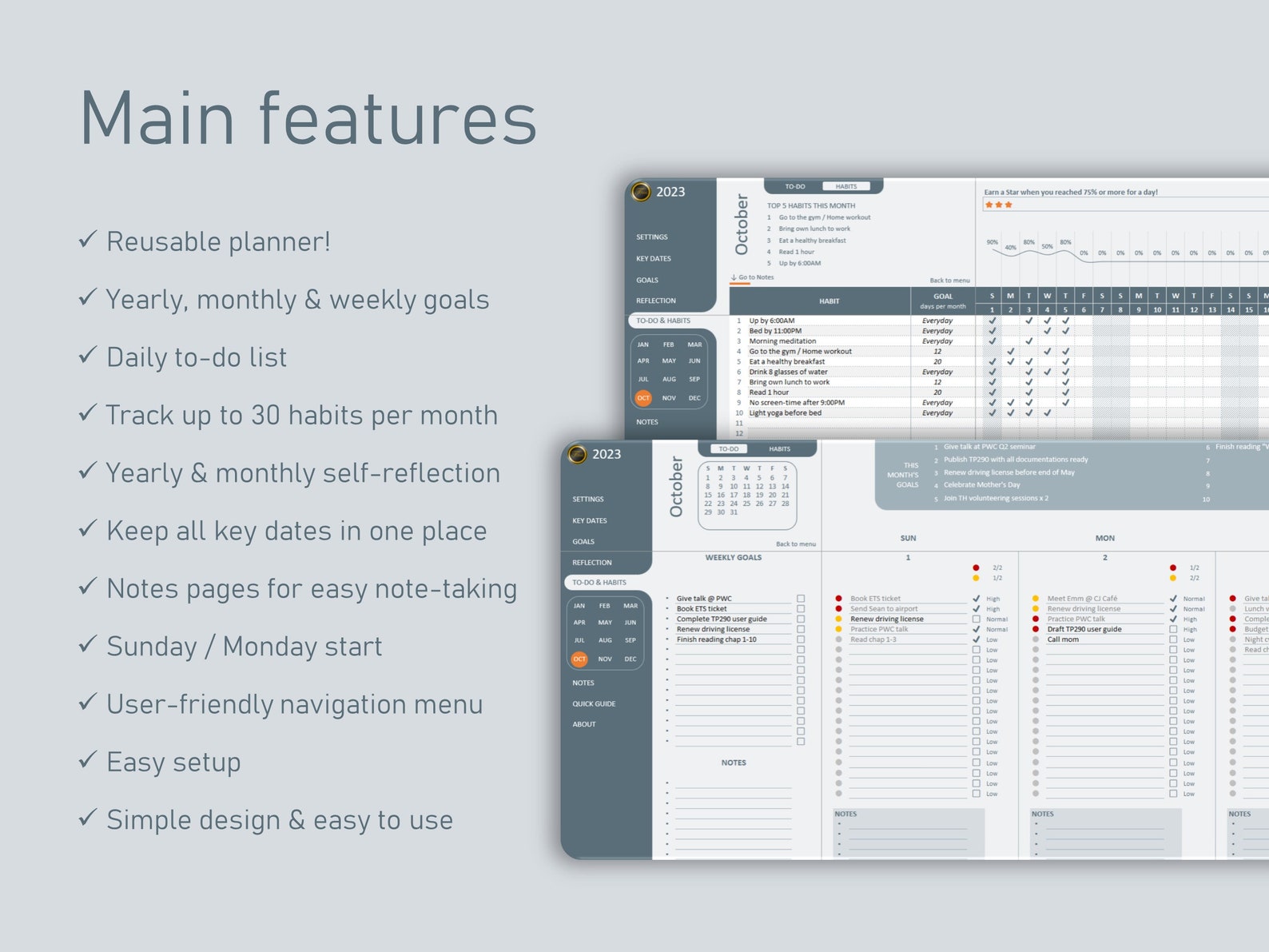 Digital Planner, Excel to Do List, Daily to Do, Task Tracker, Habit ...
