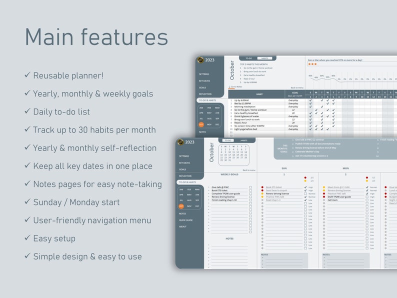 Digital Planner, Excel to Do List, Daily to Do, Task Tracker, Habit ...