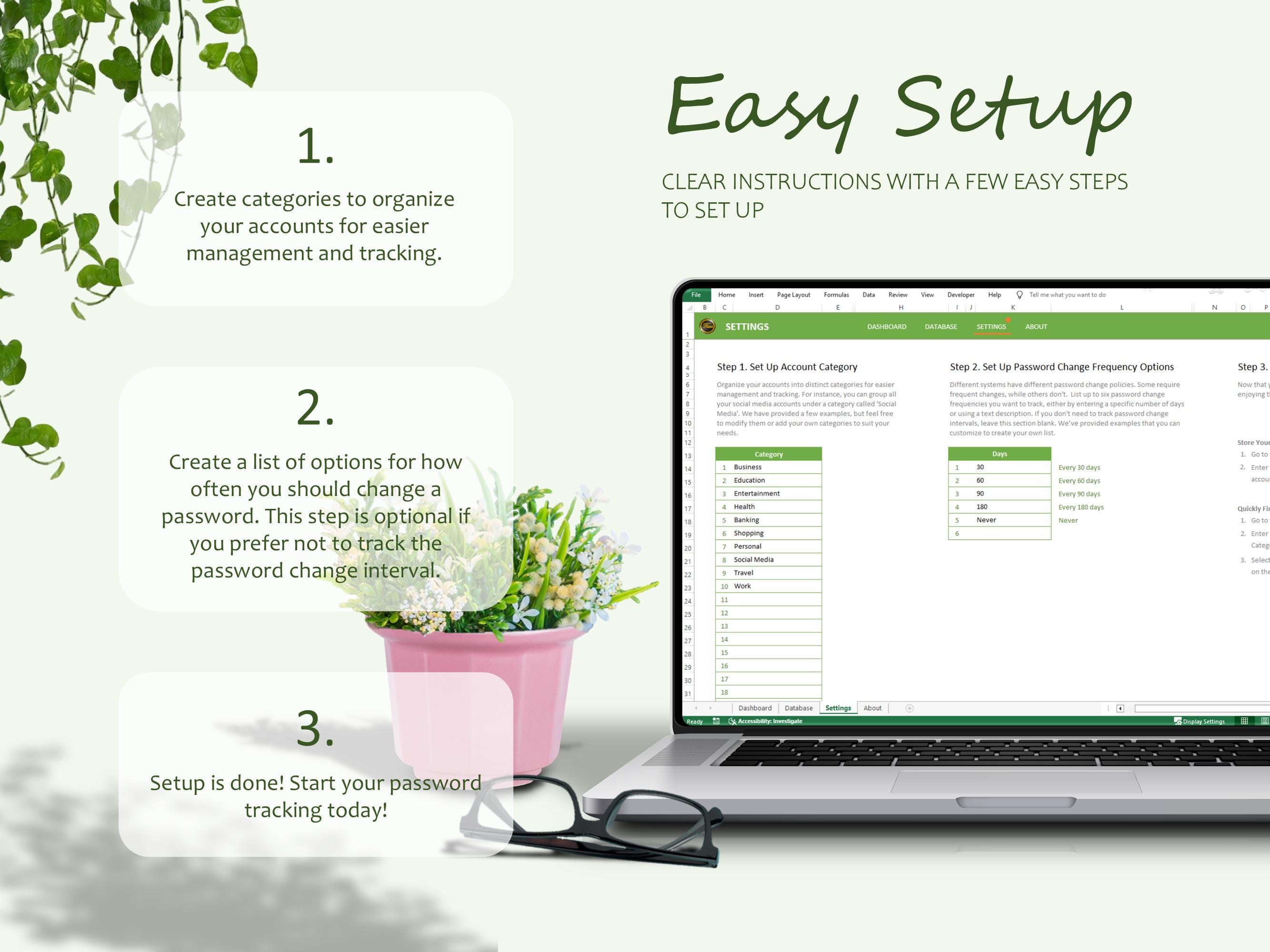 Password Tracker: Excel Template for Account Manager Spreadsheet - Etsy