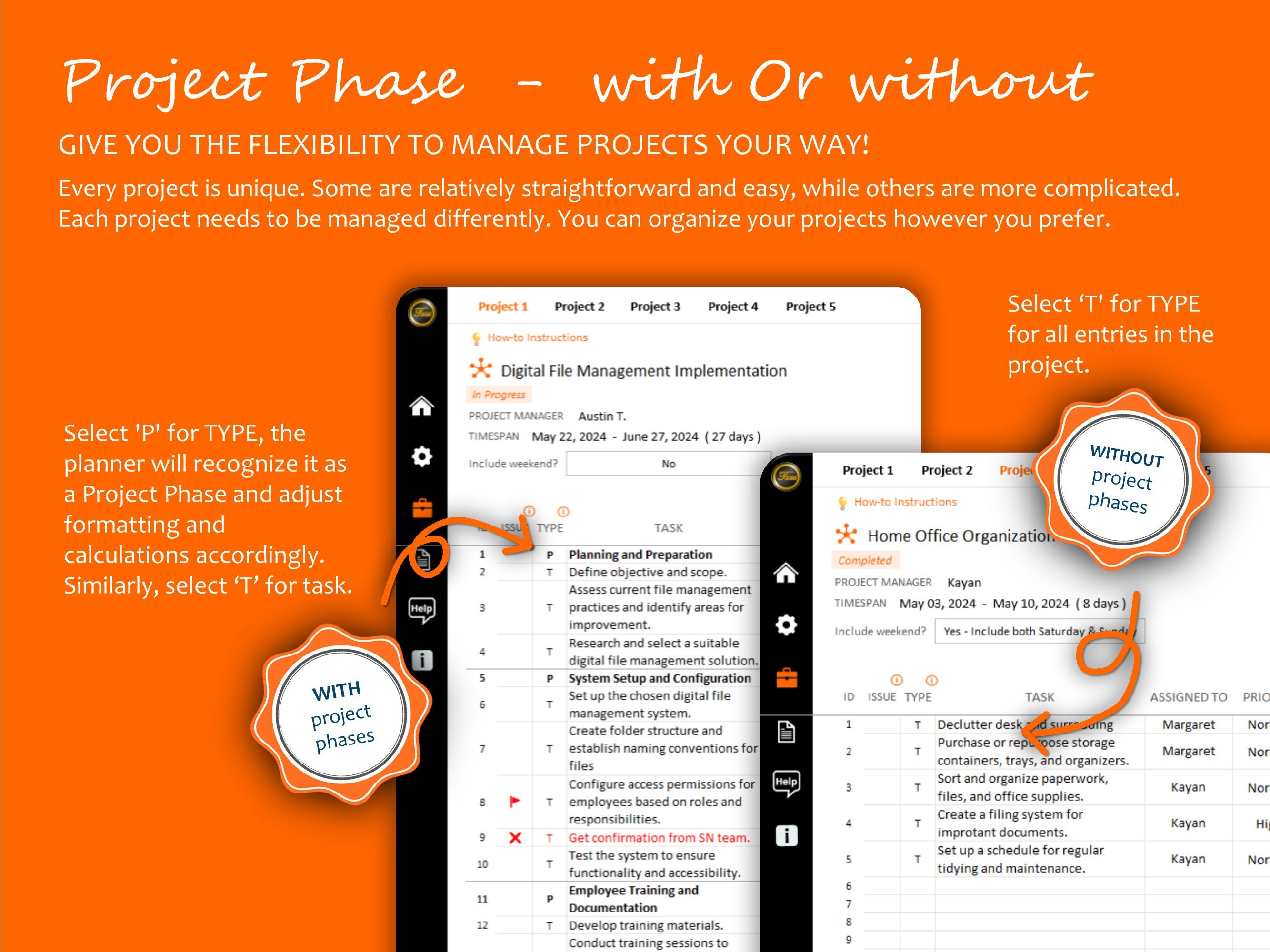Project Planner, Project Tracker, Project Management Template, Gantt ...