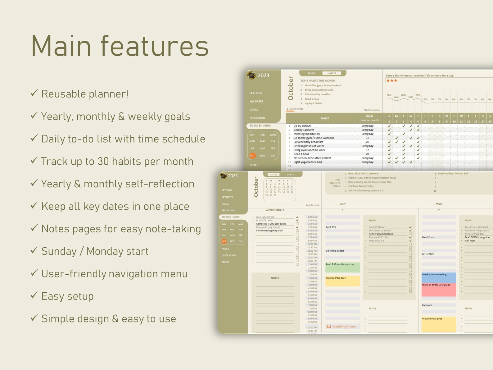 Digital Planner With Time Schedule, Excel to Do List, Daily to Do, Task ...
