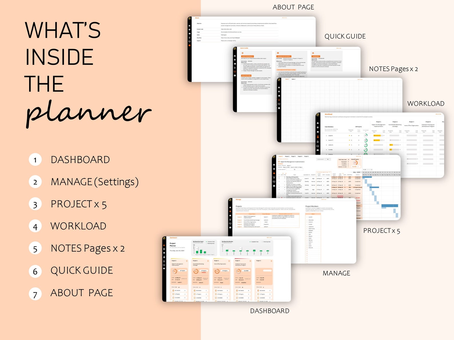 Project Planner, Project Tracker, Project Management Template, Gantt ...