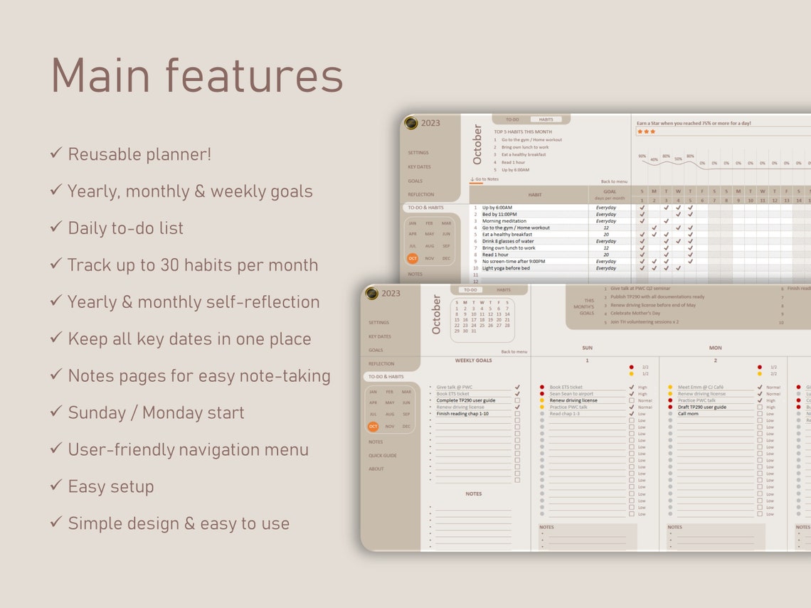 Digital Planner, Excel to Do List, Daily to Do, Task Tracker, Habit ...