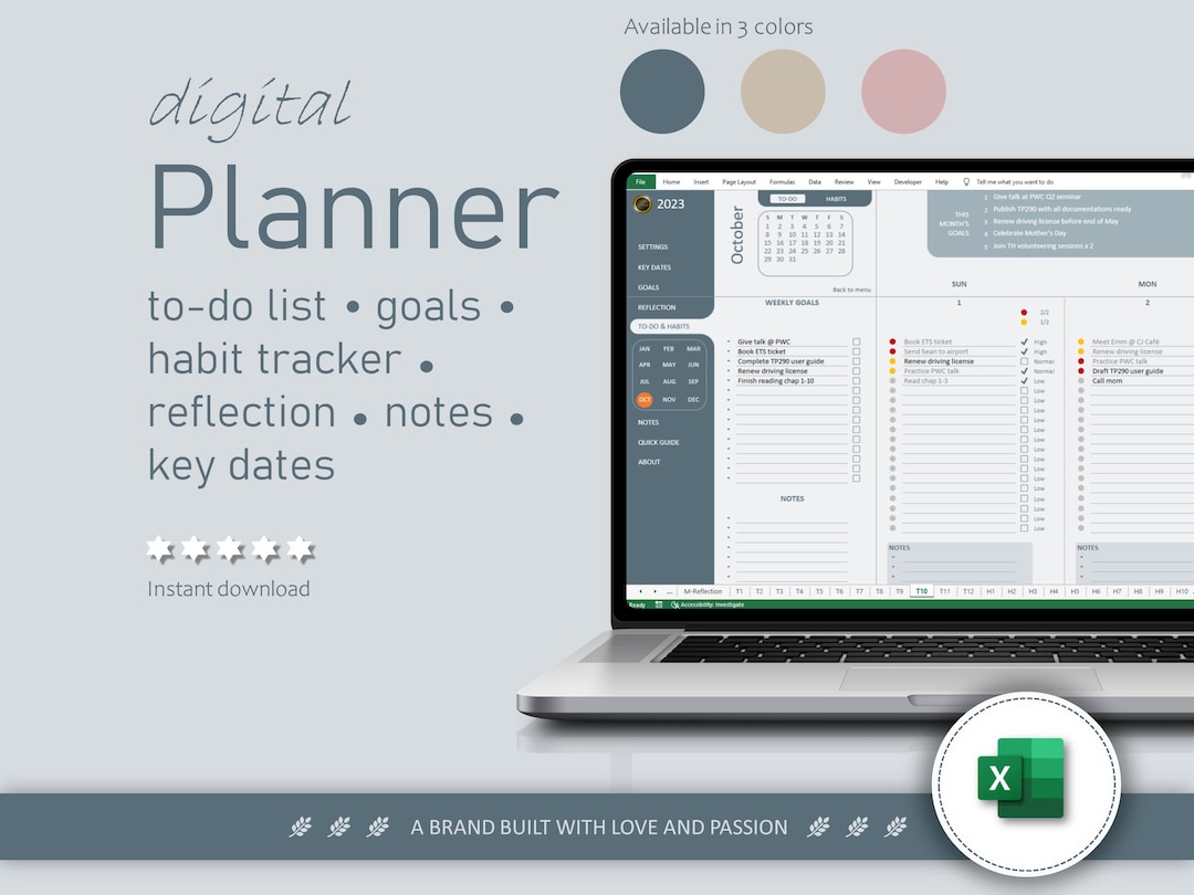 Digital Planner, Excel to Do List, Daily to Do, Task Tracker, Habit ...