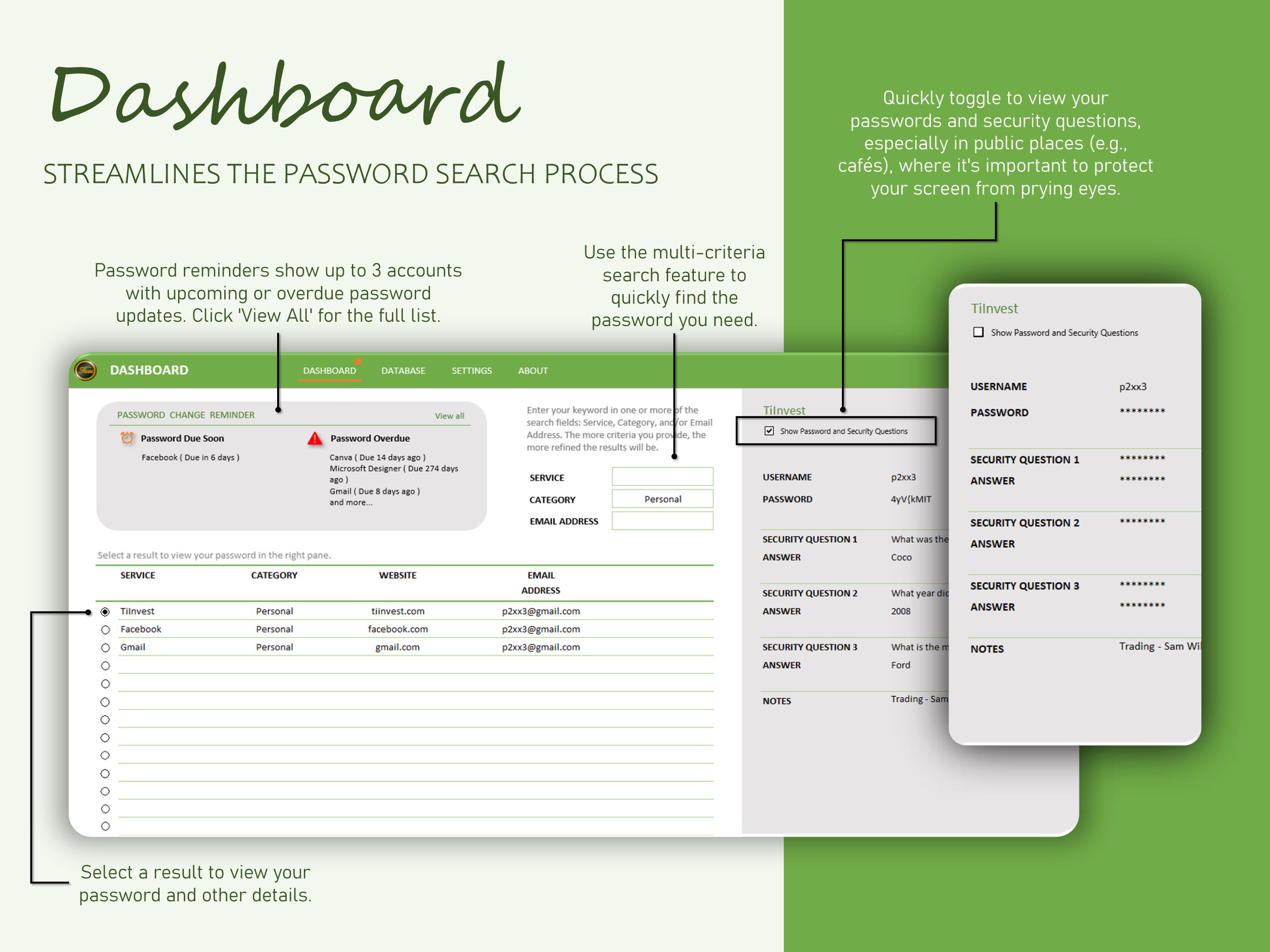 Password Tracker: Excel Template for Account Manager Spreadsheet - Etsy