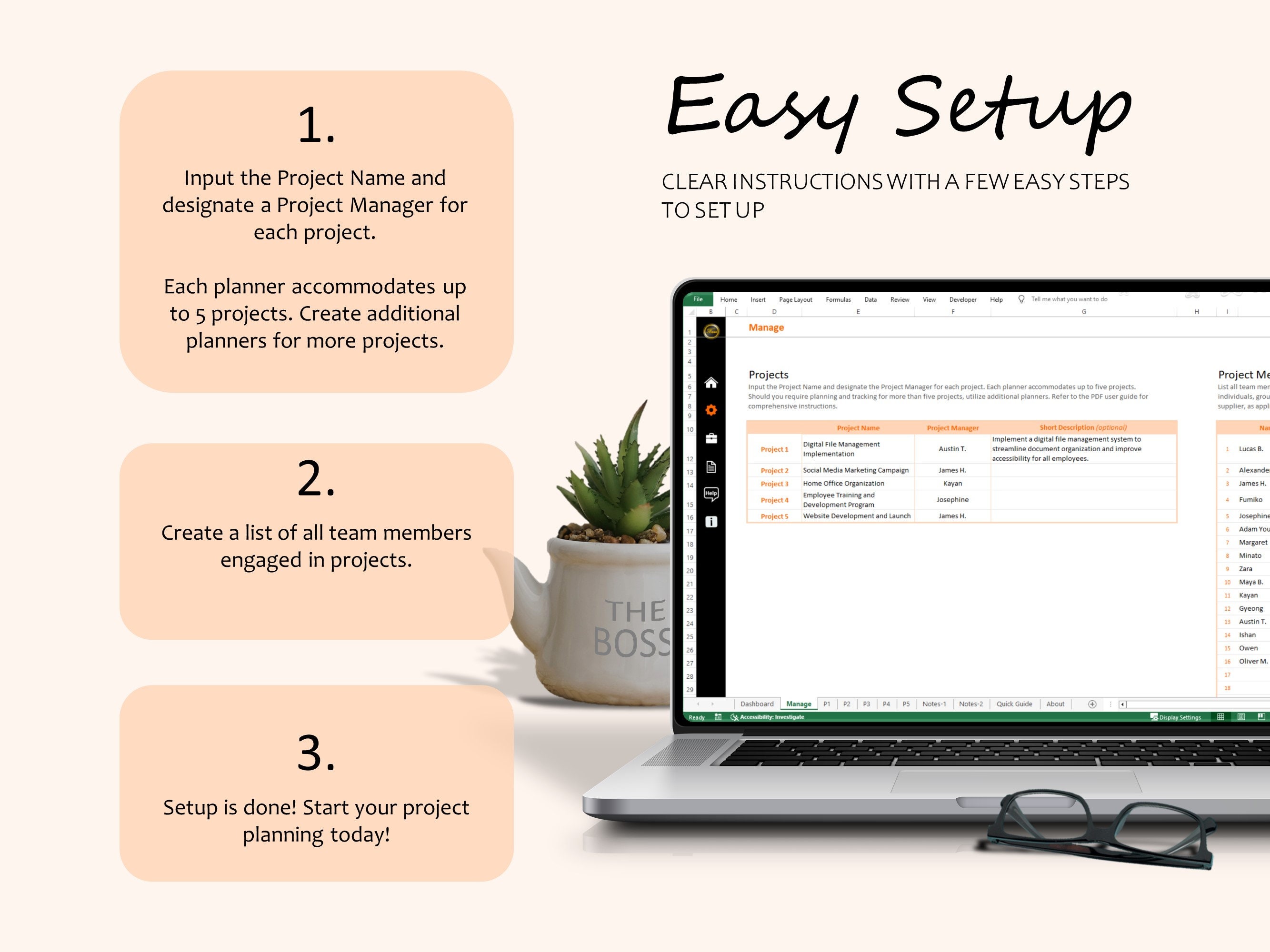 Project Planner, Project Tracker, Project Management Template, Gantt ...