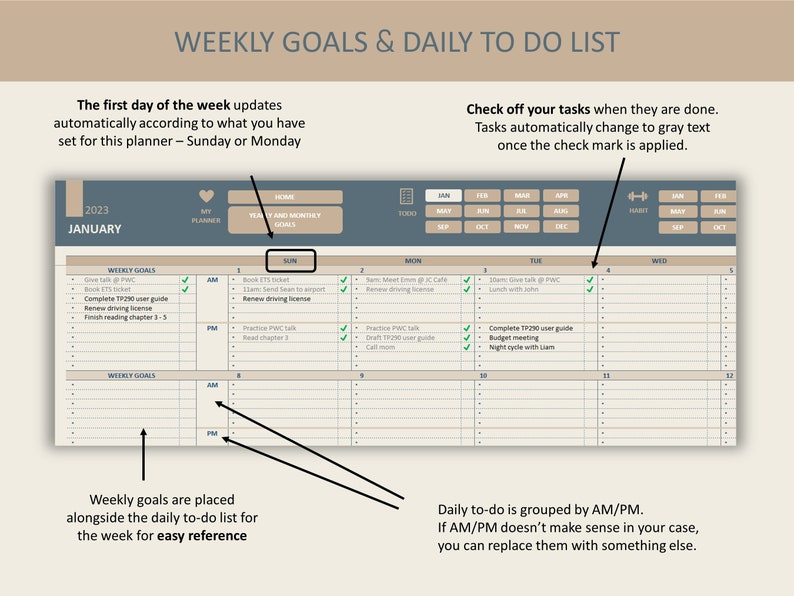 Digital Planner, Daily to Do List, Task List, Task Tracker, Habit ...