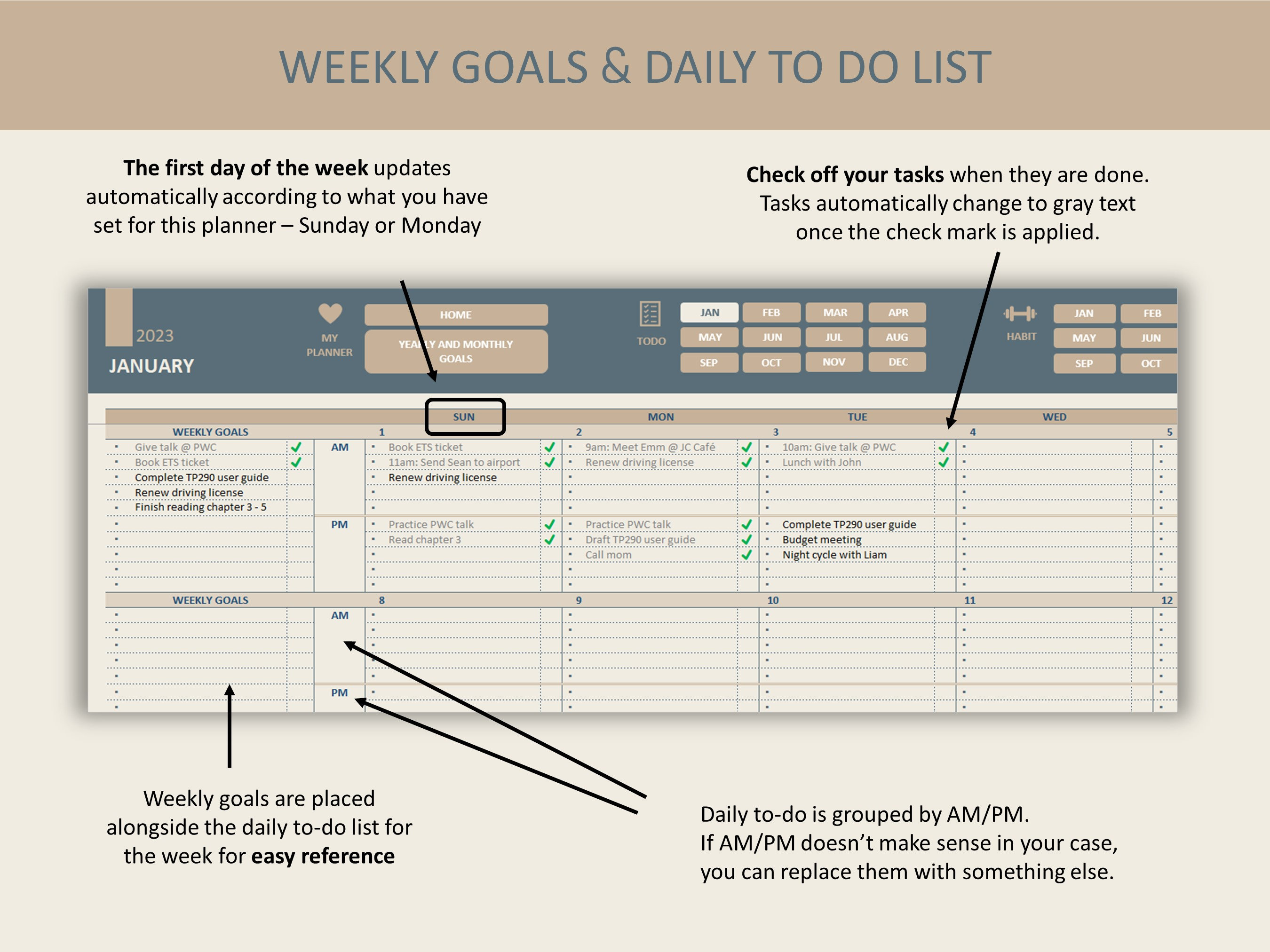 Digital Planner, Daily to Do List, Task List, Task Tracker, Habit ...