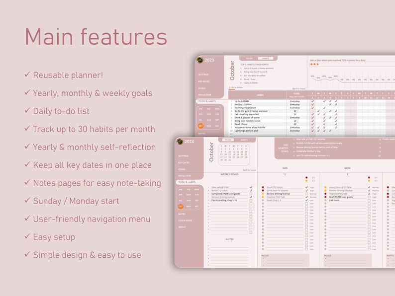 Digital Planner, Excel to Do List, Daily to Do, Task Tracker, Habit ...