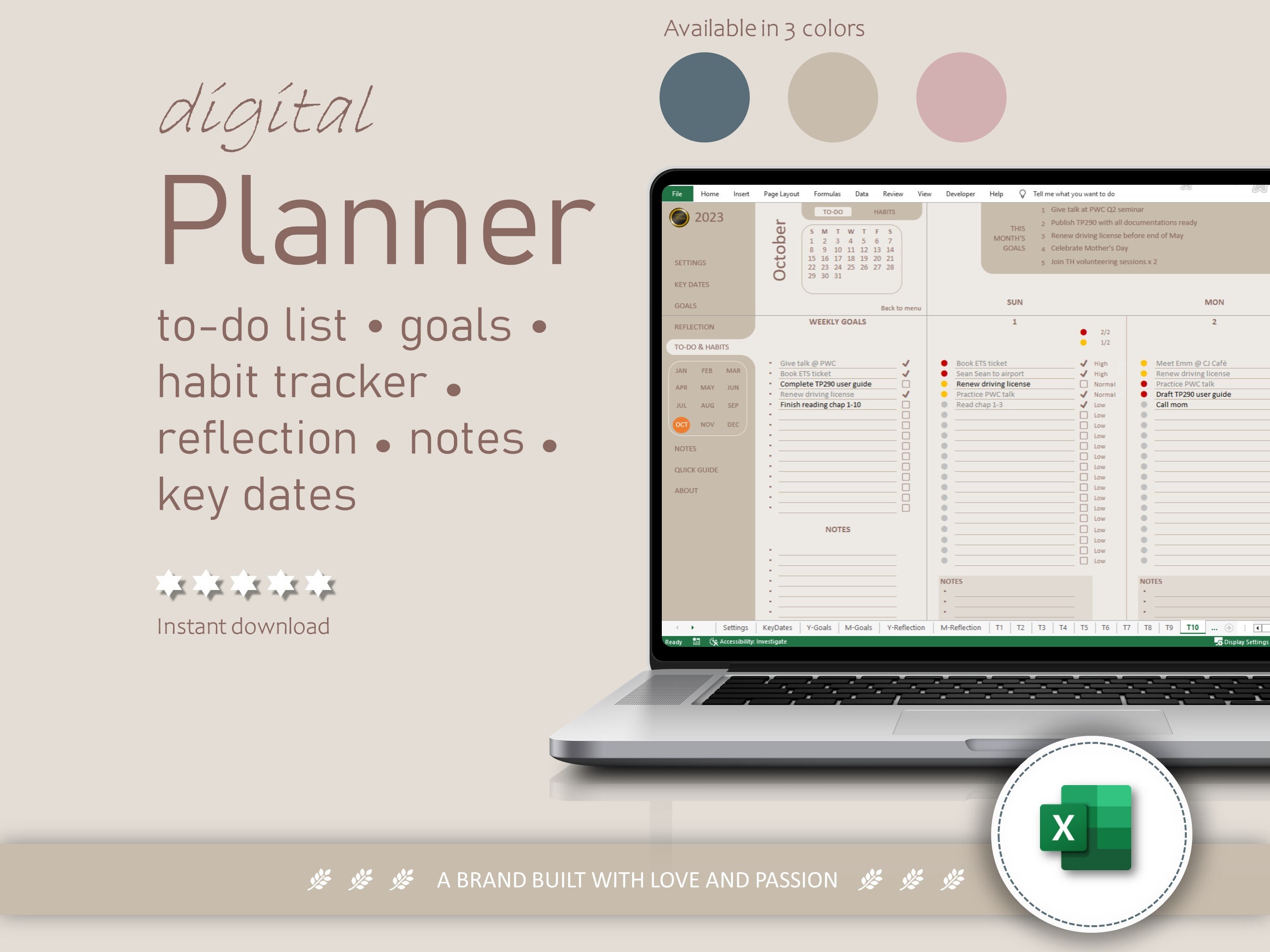 Digital Planner, Excel to Do List, Daily to Do, Task Tracker, Habit ...