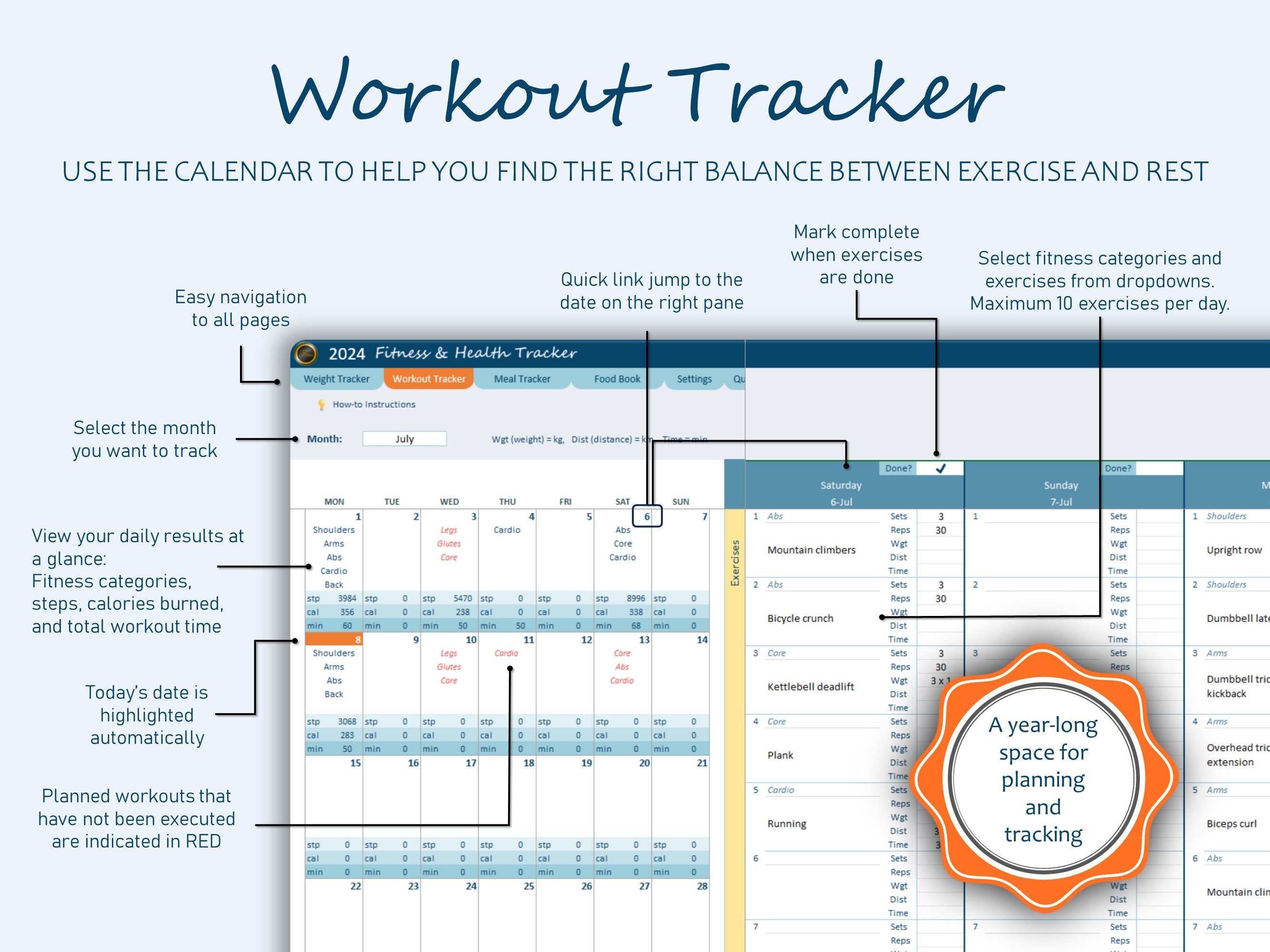 Fitness and Health Tracker, Weight Tracker, Workout Tracker, Workout ...