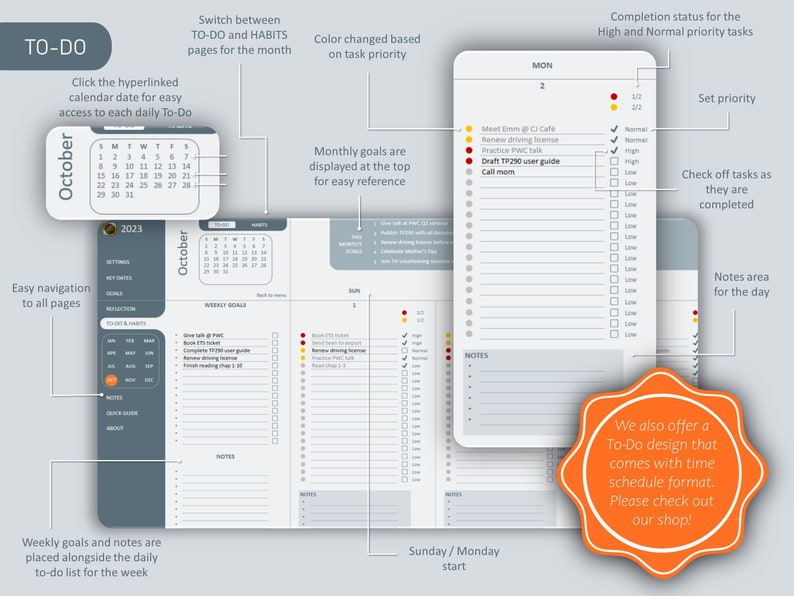 Digital Planner, Excel to Do List, Daily to Do, Task Tracker, Habit ...