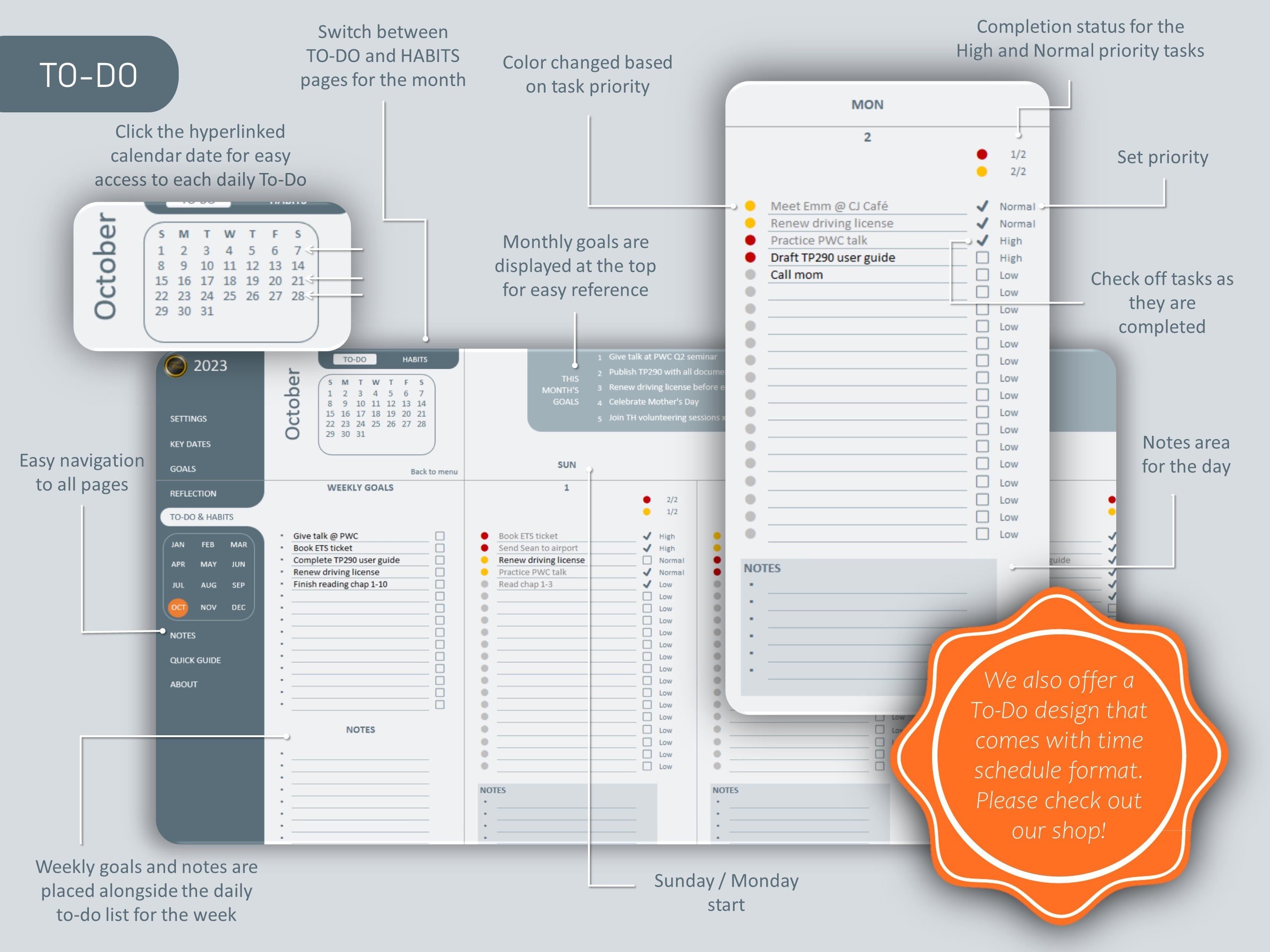 Digital Planner, Excel to Do List, Daily to Do, Task Tracker, Habit ...