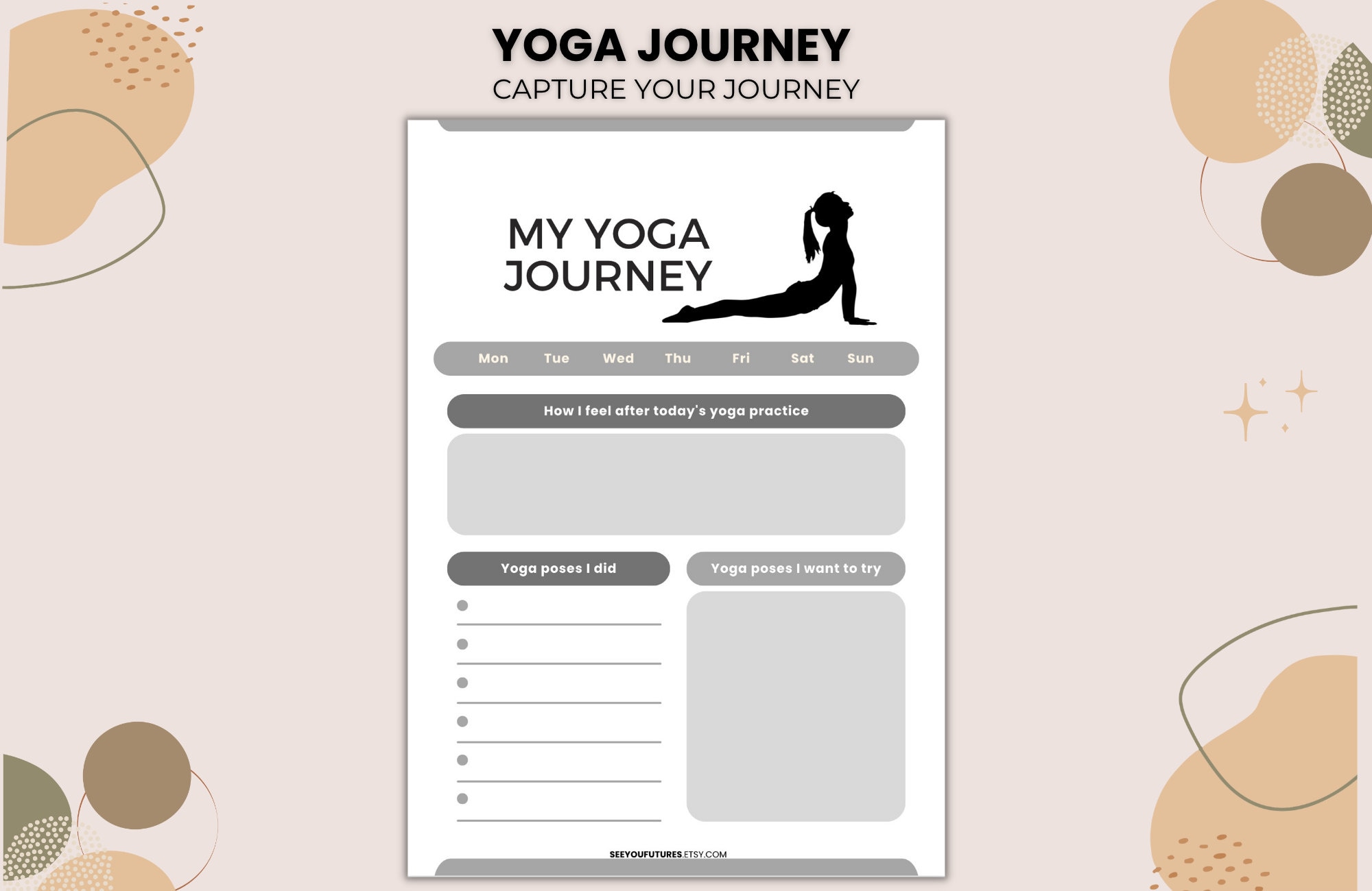 Daily Yoga Journal Set A4, A5, Letter, Half - Etsy