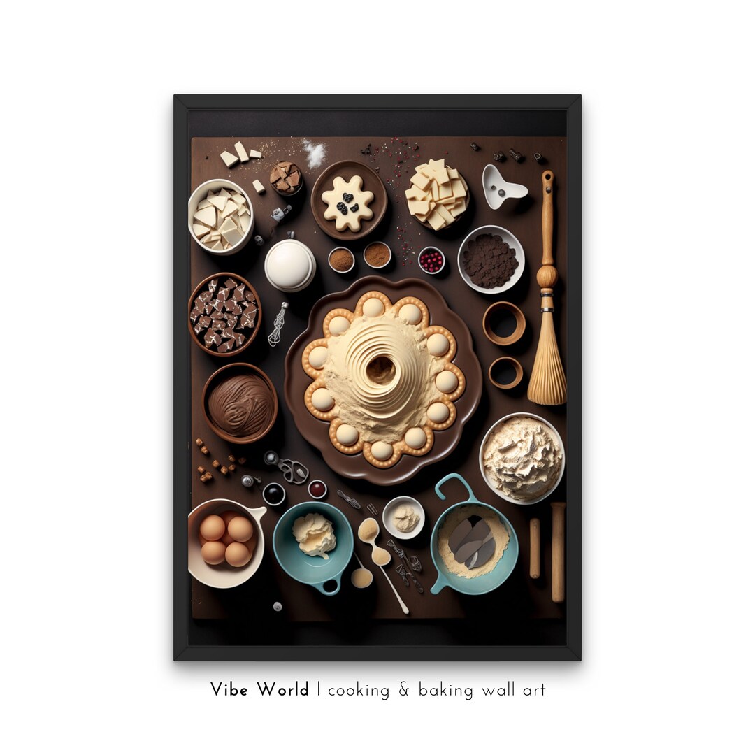 Flatlay Baking Print, Baking Wall Art, Cooking and Baking Kitchen Art ...