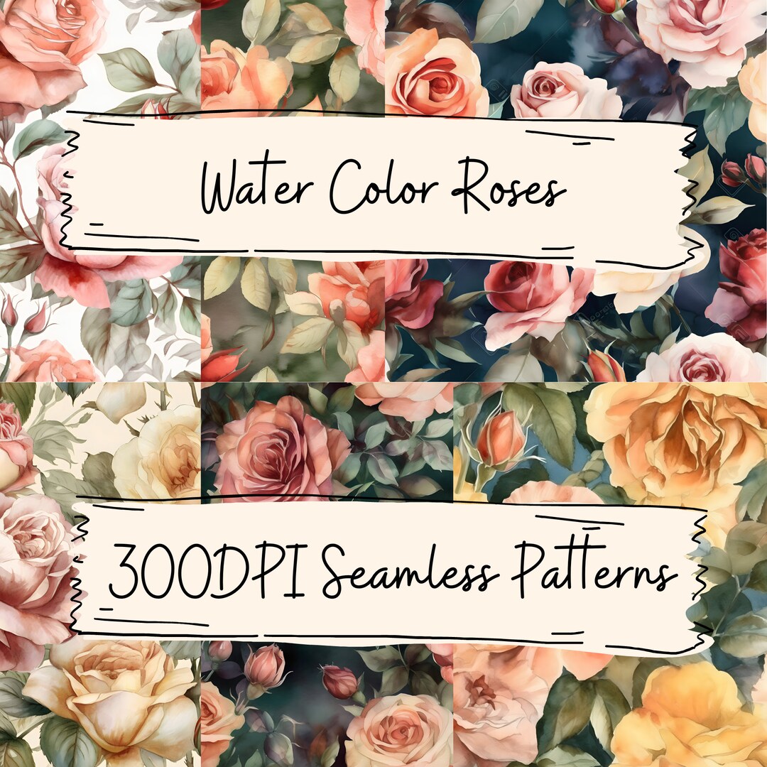 Watercolor Roses Digital Paper, Seamless Textures With Rose Patterns ...