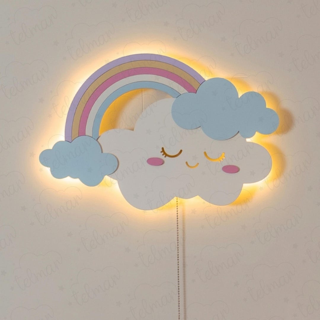 Rainbow Cloud Night Light – Wall Mounted Nursery Lamp, LED Baby Room Decor, Kids Bedroom ...