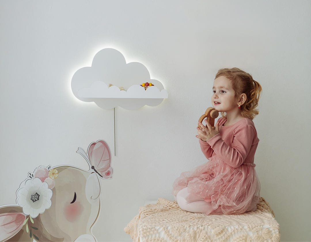 Cloud LED Wall Shelf - Kids Room Night Light, Nursery Wall Decor ...