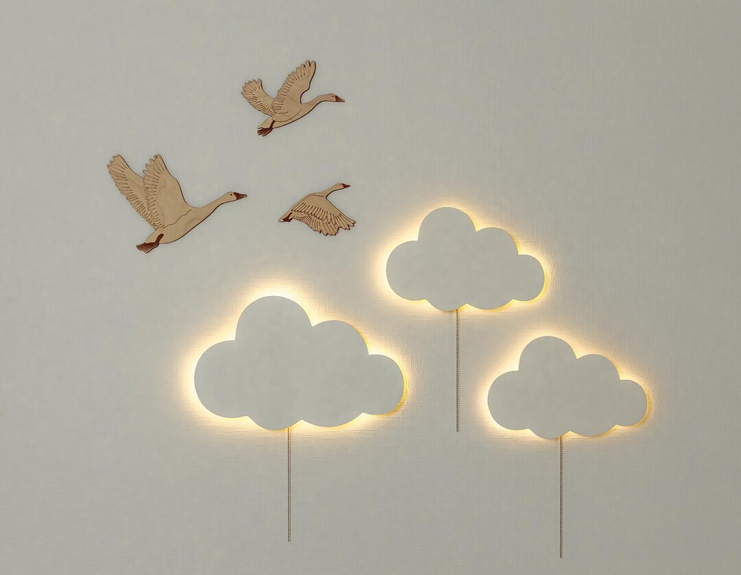 Set of 3 Cloud Led Wall Lamp, Nursery Lighting, Lamp Shade Nursery ...