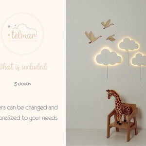 Set of 3 Cloud Led Wall Lamp, Nursery Lighting, Lamp Shade Nursery ...