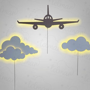 Kids Night Light , Airplane Light , Airplane and Cloud Wall Lamp , Kids ...