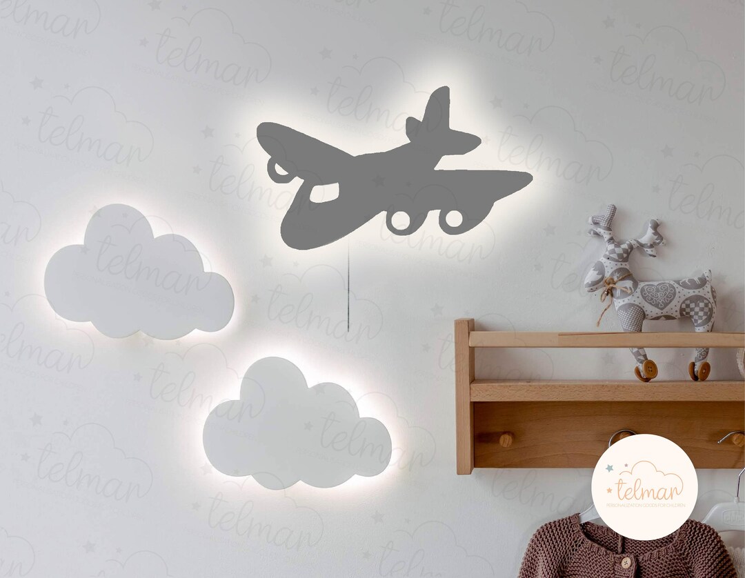 Airplane Lamp,airplane Light,airplane and Cloud Wall Lamp,kids Wall ...