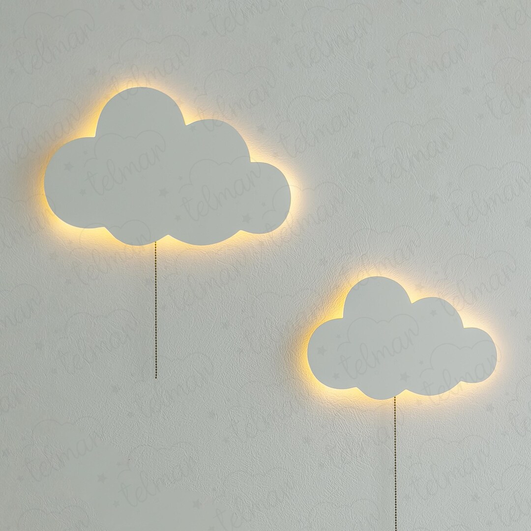 Set of 2 Soft Glow Cloud Night Lights for Baby's Room - Perfect Nursery ...