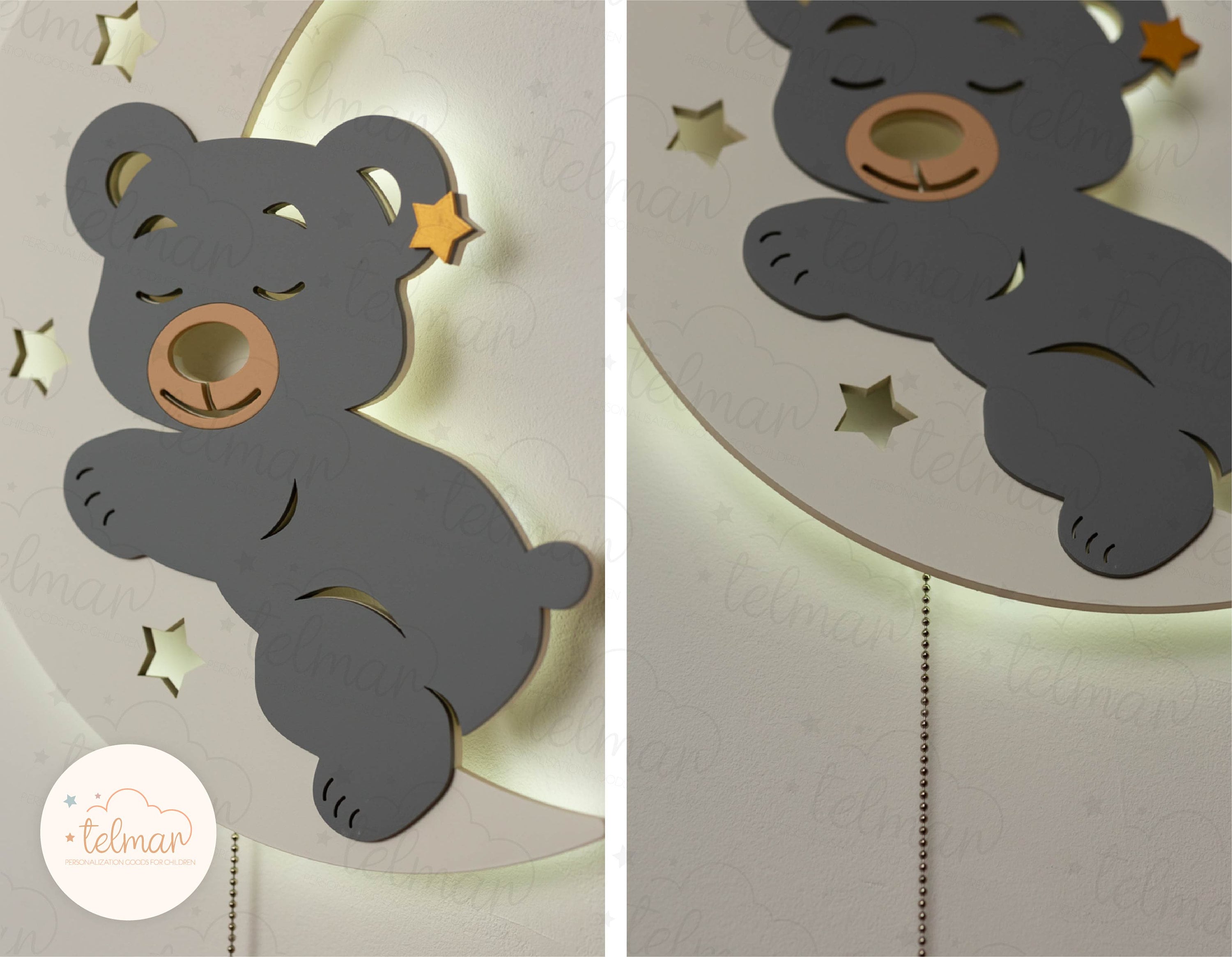 Kids Night Light, Bear Nursery Wall Lighting , Cute Bear Light , Bear ...