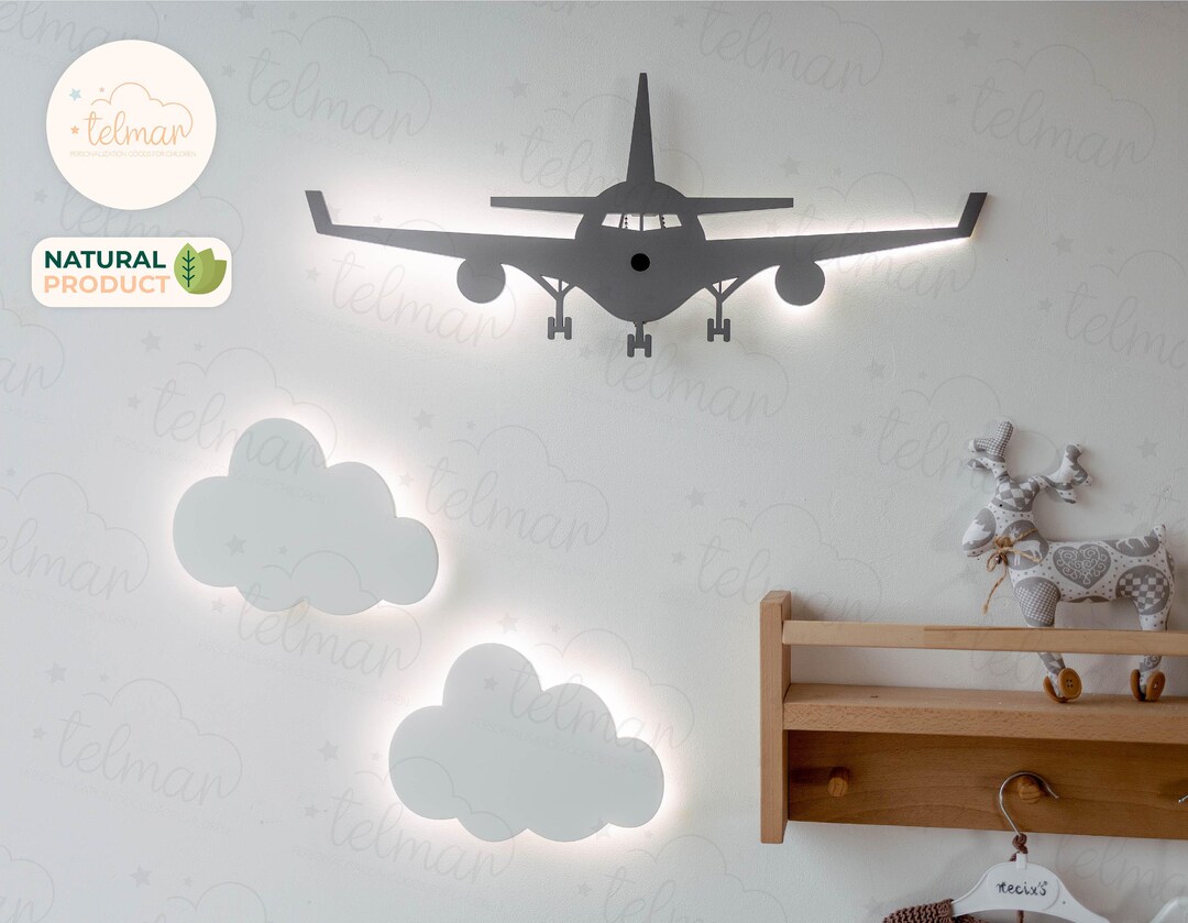 Kids Night Light , Airplane Light , Airplane and Cloud Wall Lamp , Kids ...