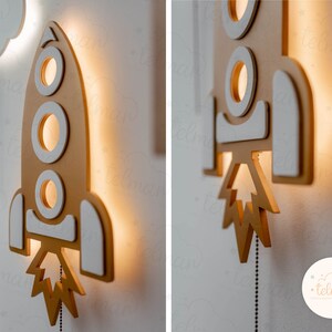 Rocket Nightlight for Kids, Cloud Lighting for Baby Room, Rocket Lamp ...