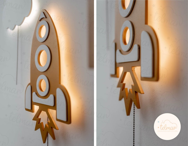 Rocket Nightlight for Kids Cloud Lighting for Baby Room - Etsy