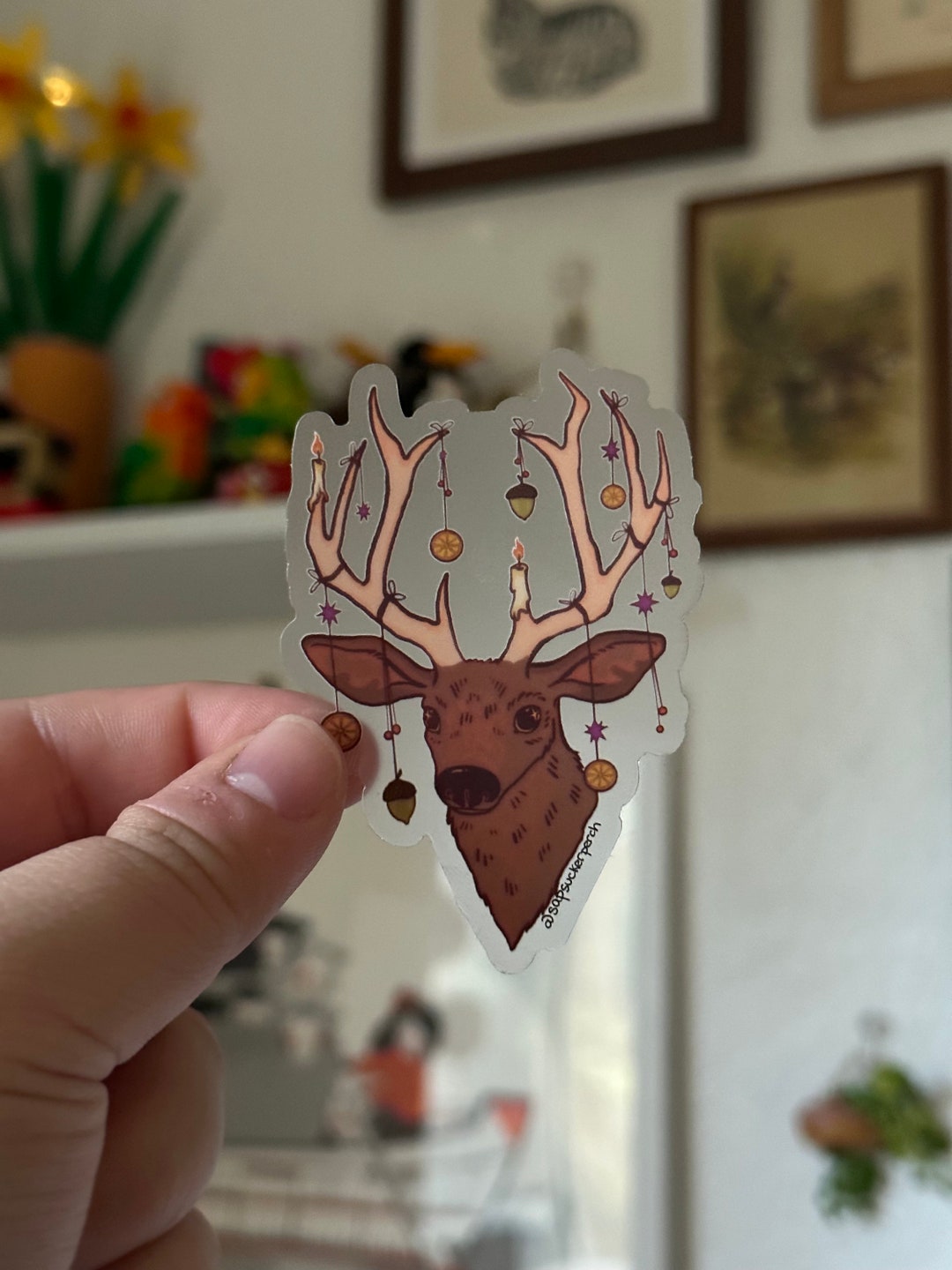 Yule Deer Waterproof Sticker - Etsy