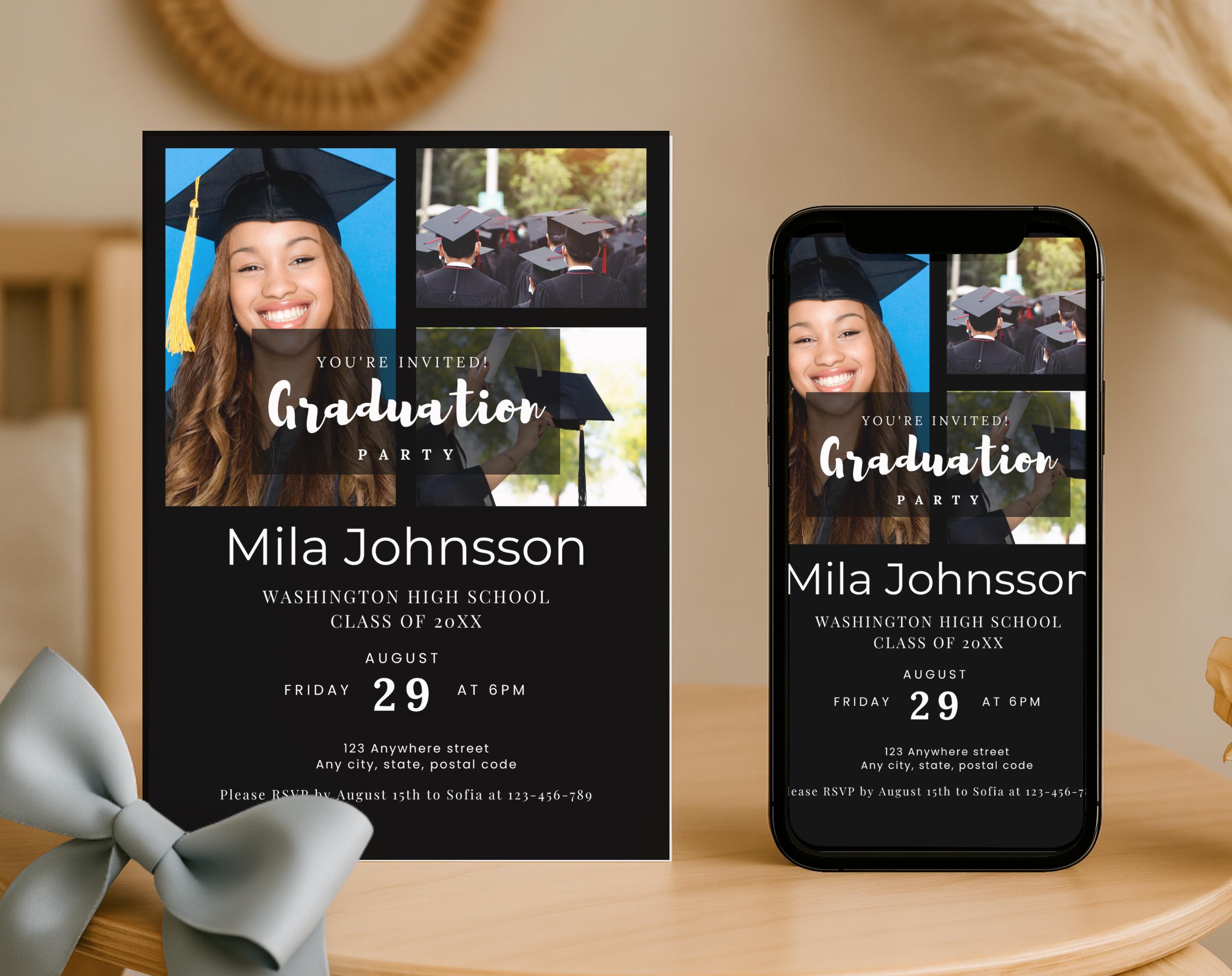 Graduation Party Invitation With Photo | Editable 2025 Grad Invite ...