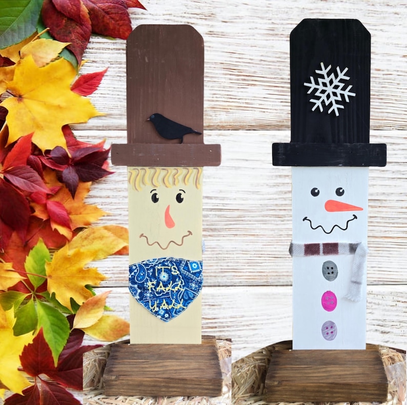 Reversible Snowman/scarecrow Porch Leaner Perfect for Fall & Winter - Etsy