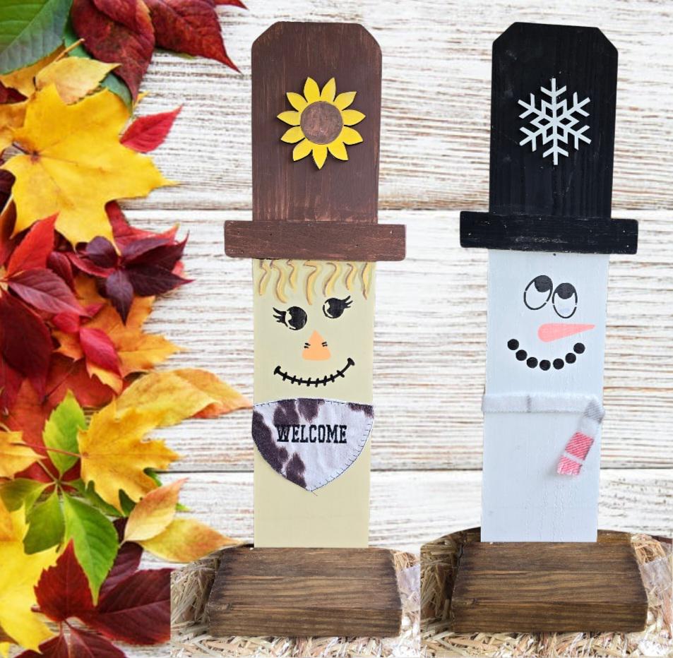 Reversible Snowman/scarecrow Porch Leaner Perfect for Fall & Winter - Etsy