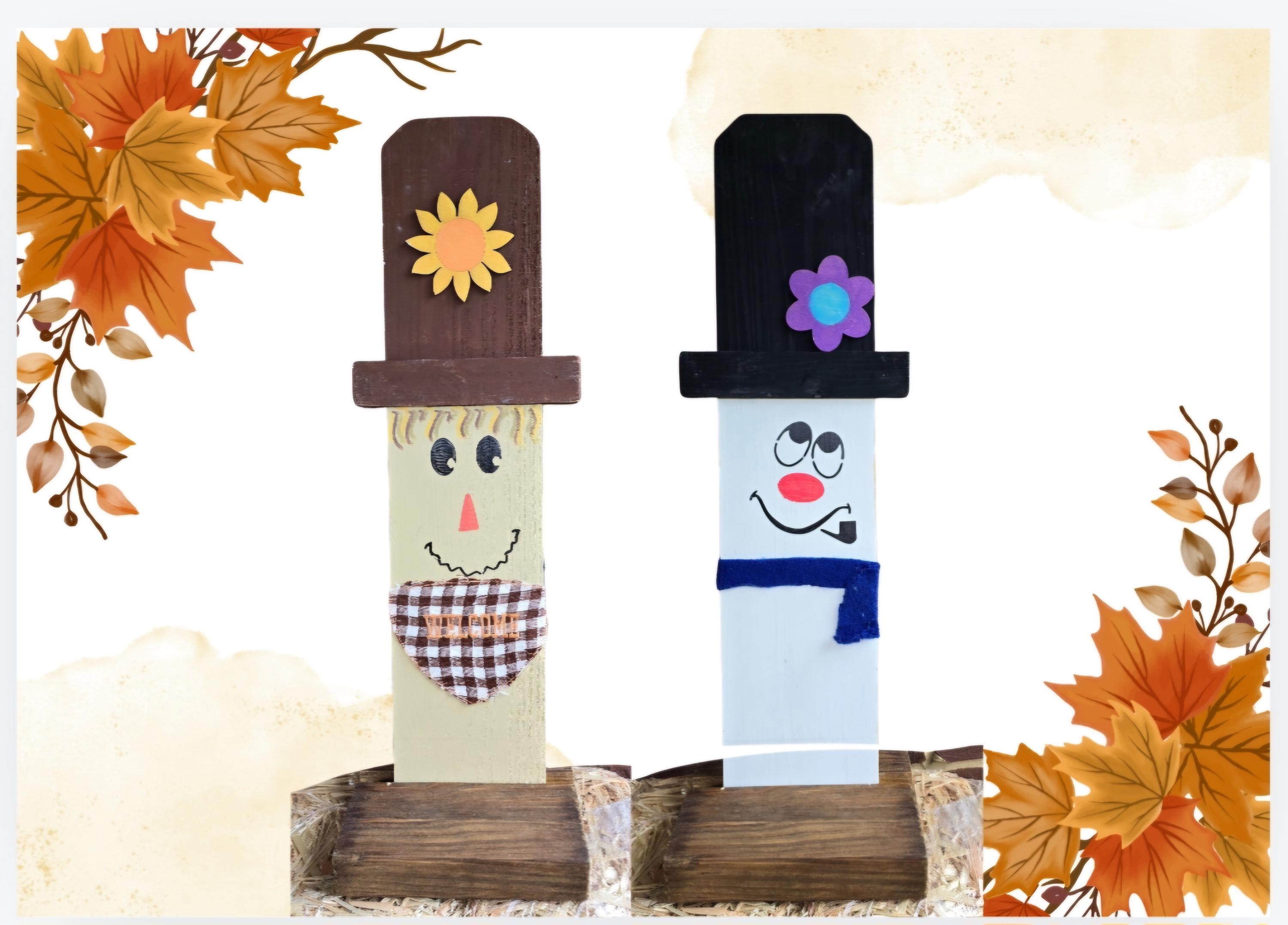 Reversible Snowman/scarecrow Porch Leaner Perfect for Fall & Winter - Etsy