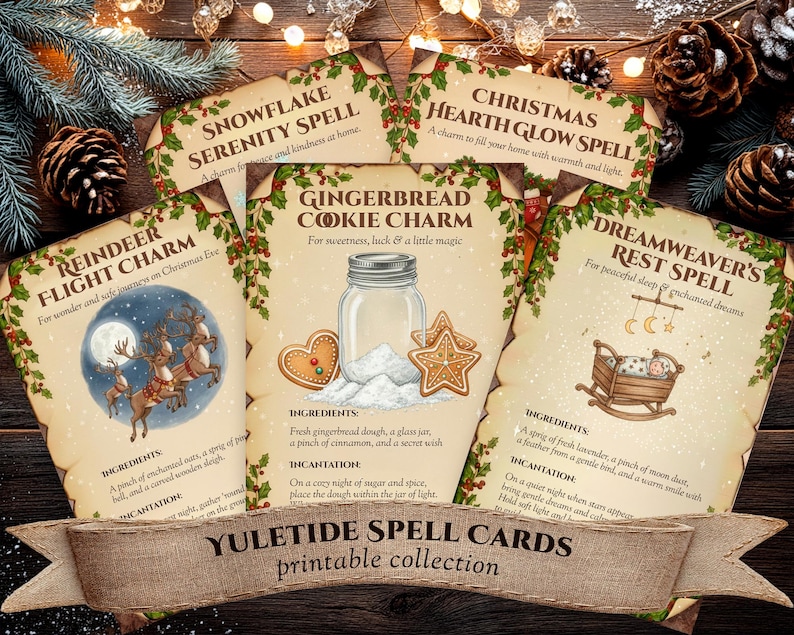Yule Spell Cards Printable • Winter Magic Grimoire (PDF) - Etsy