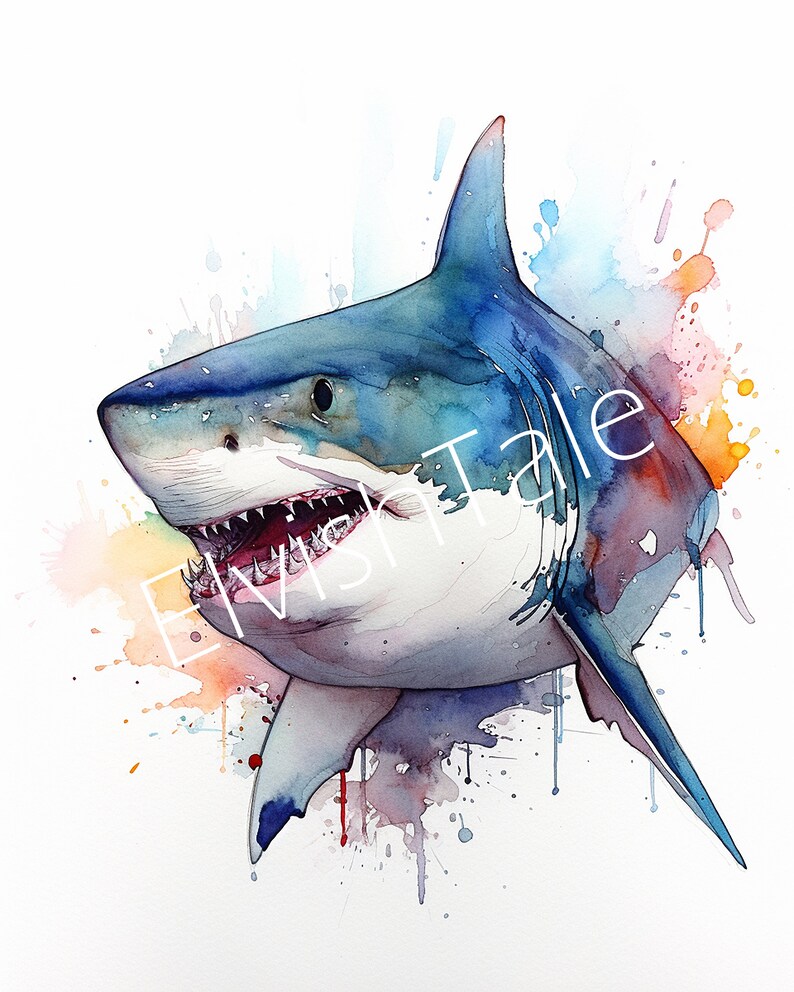Shark Watercolor Clipart • Marine Life PNG • Instant Download - Etsy ...