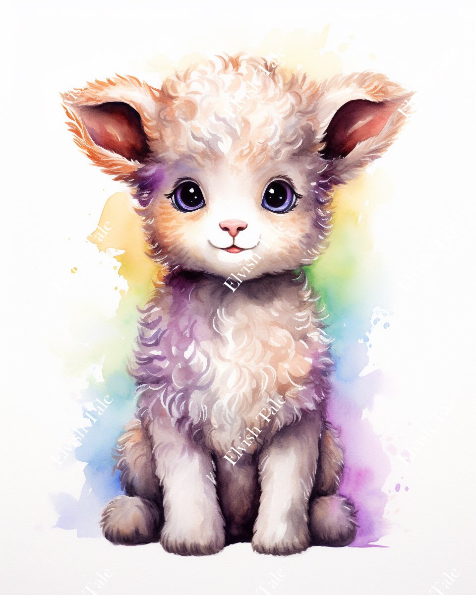 Watercolor Lamb Clipart on White Background 10 JPEG Wall - Etsy