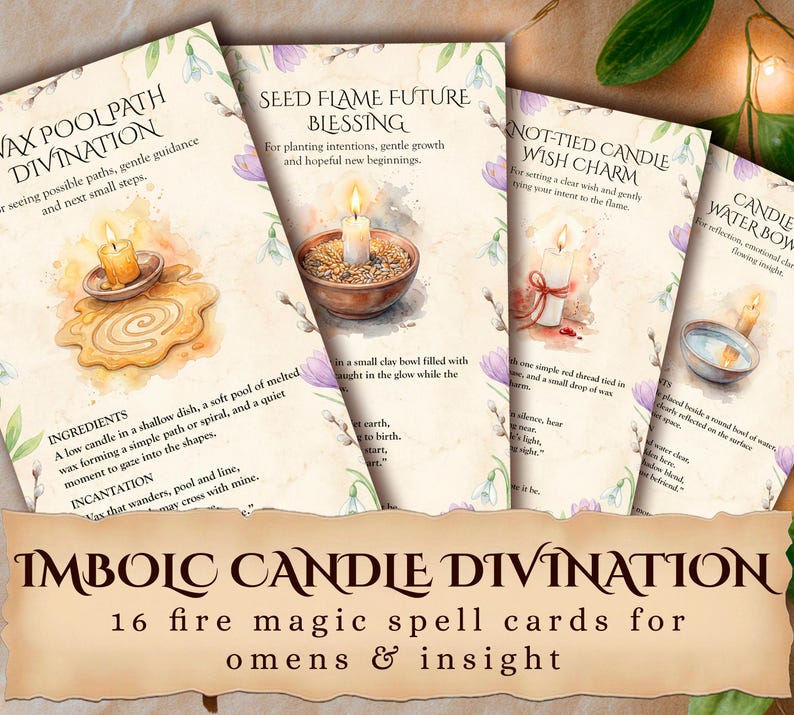 Imbolc Candle Divination Spell Cards – Brigid Fire Magic Printable ...