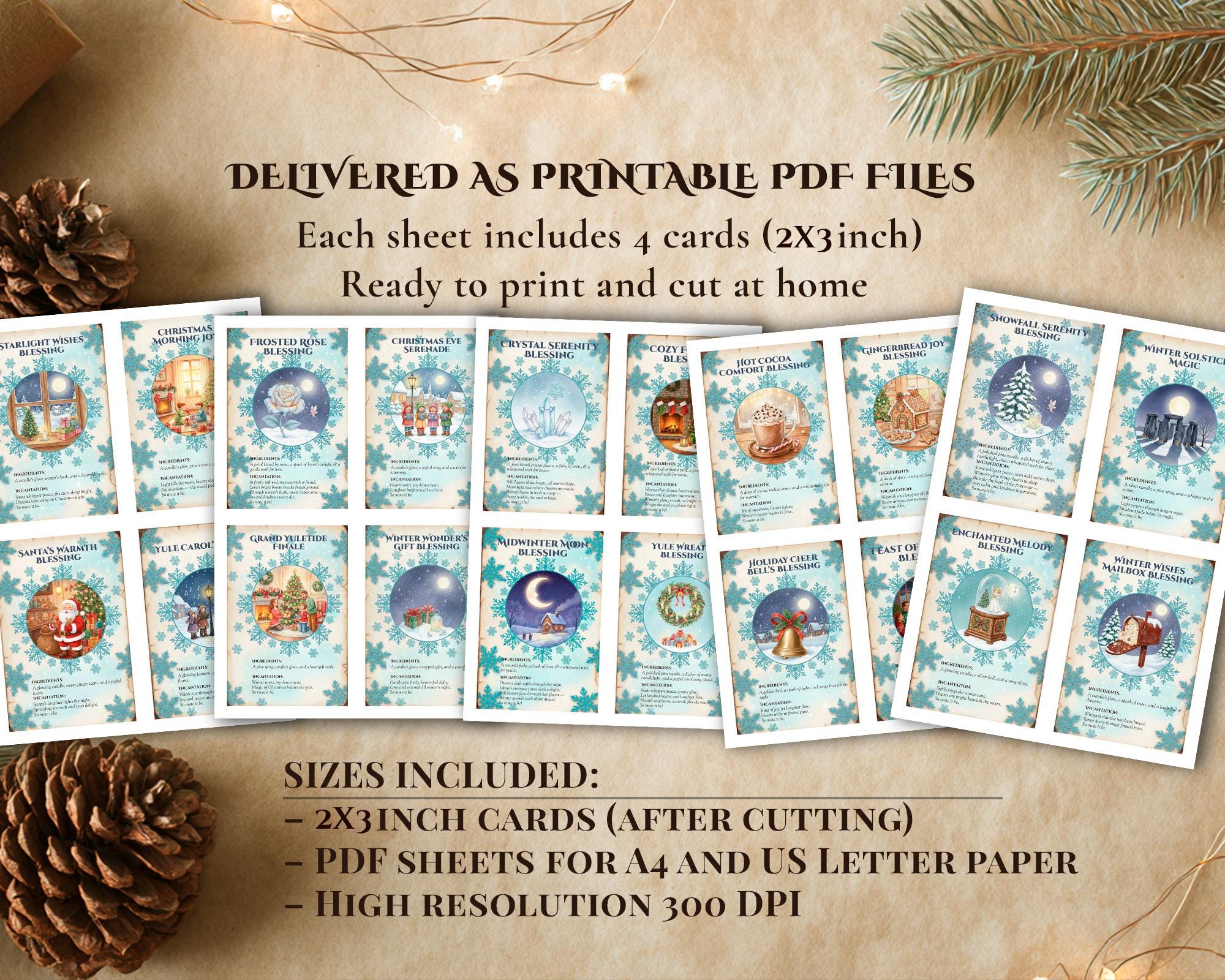 Christmas Blessing Cards – Printable Winter Magic Spell Deck (PDF) - Etsy