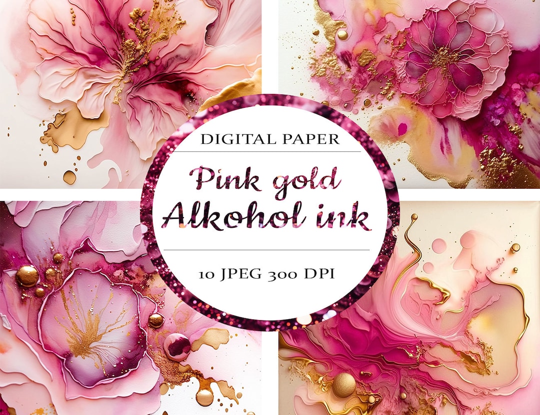 Pink Gold Alcohol Ink Digital Paper,patterns, Backgrounds, 10 JPEG ...