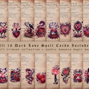 Dark Love Spell Cards • 16 Crimson Romance Spells • Gothic Grimoire ...